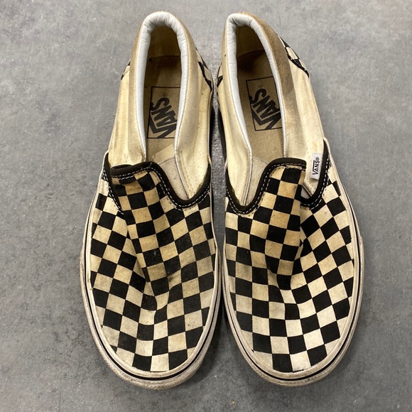 Vans | Shoes | Vans Checkerboard Mens Slip Ons Used Dirty Size 8 No Other Known Issue | Poshmark
